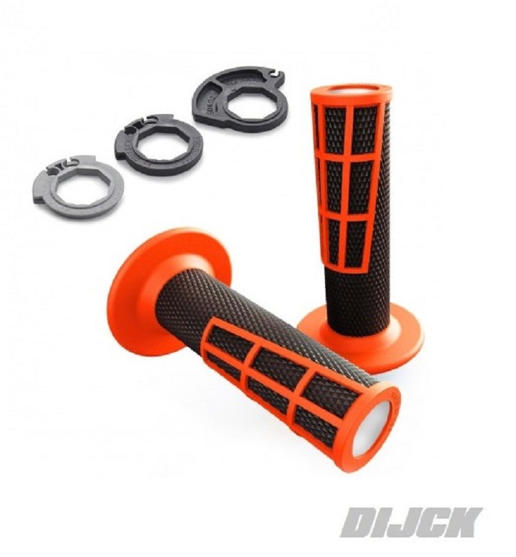 Handvaten / Grips > KTM OEM Grip Set 17-22 Open Ends BK/OR - Van Dijck